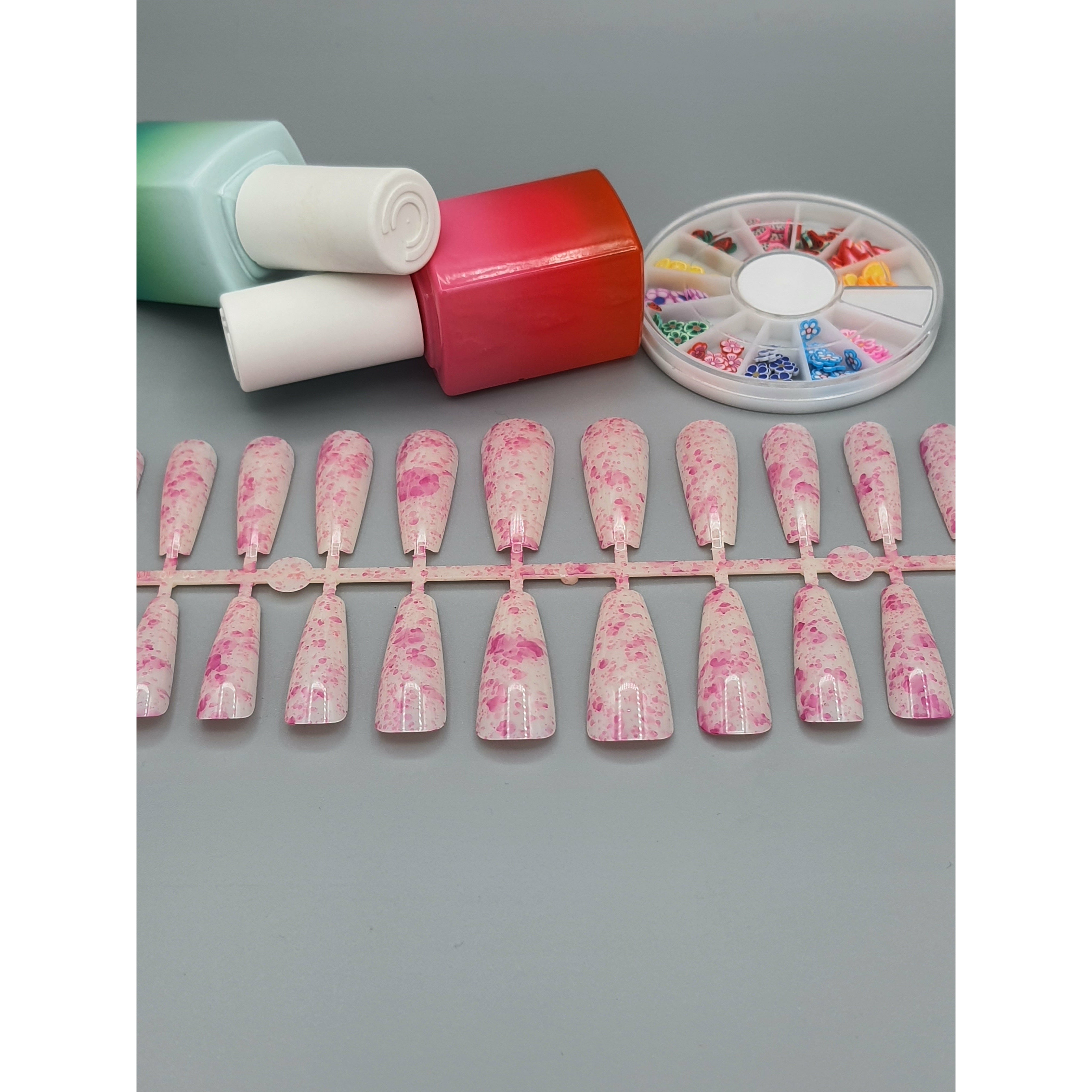 XL Extra Long Coffin Ballerina Alcohol Ink Paint Splatter Press on Nai ...